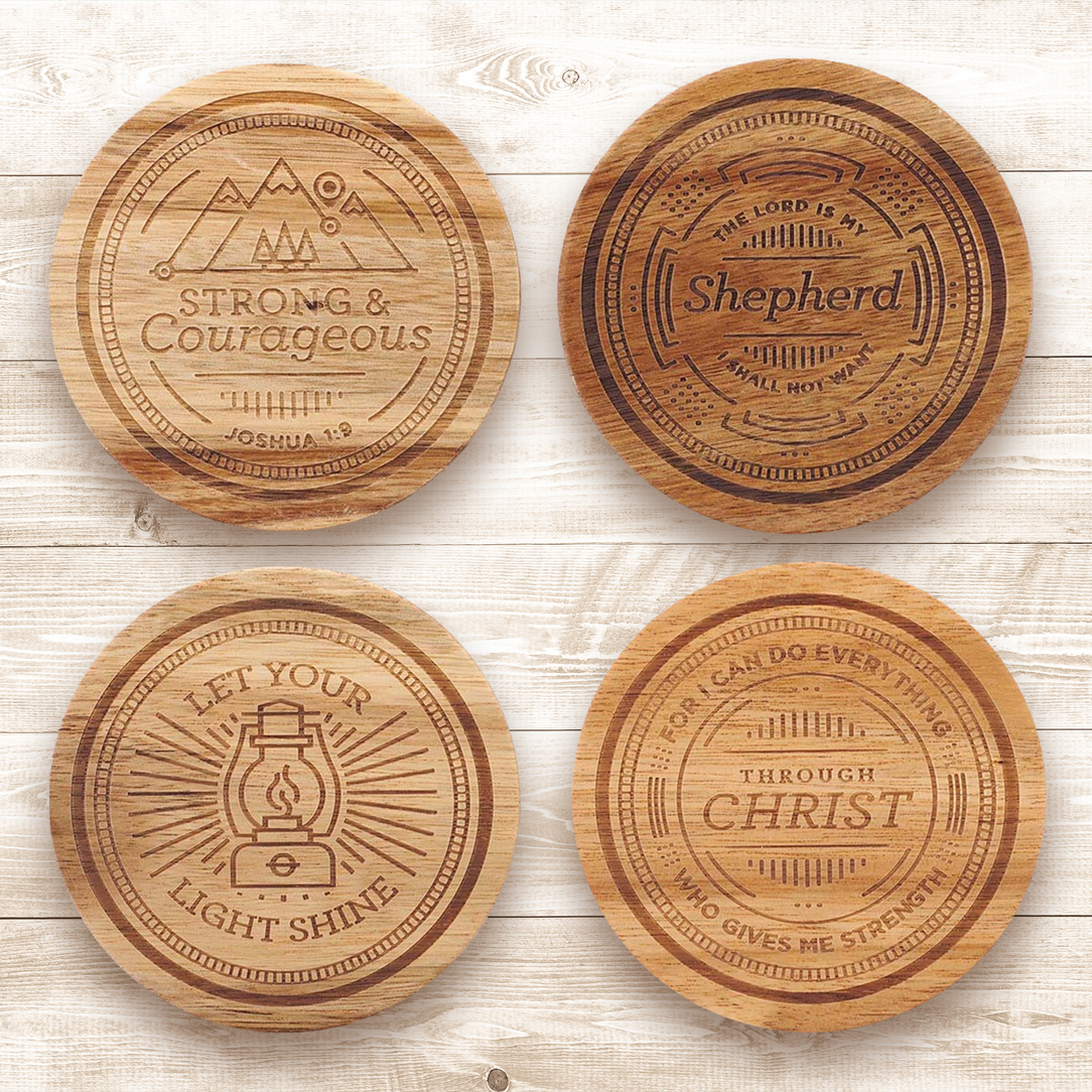 26% off on 4-Piece Acacia Wooden Coaster Set | OneDayOnly