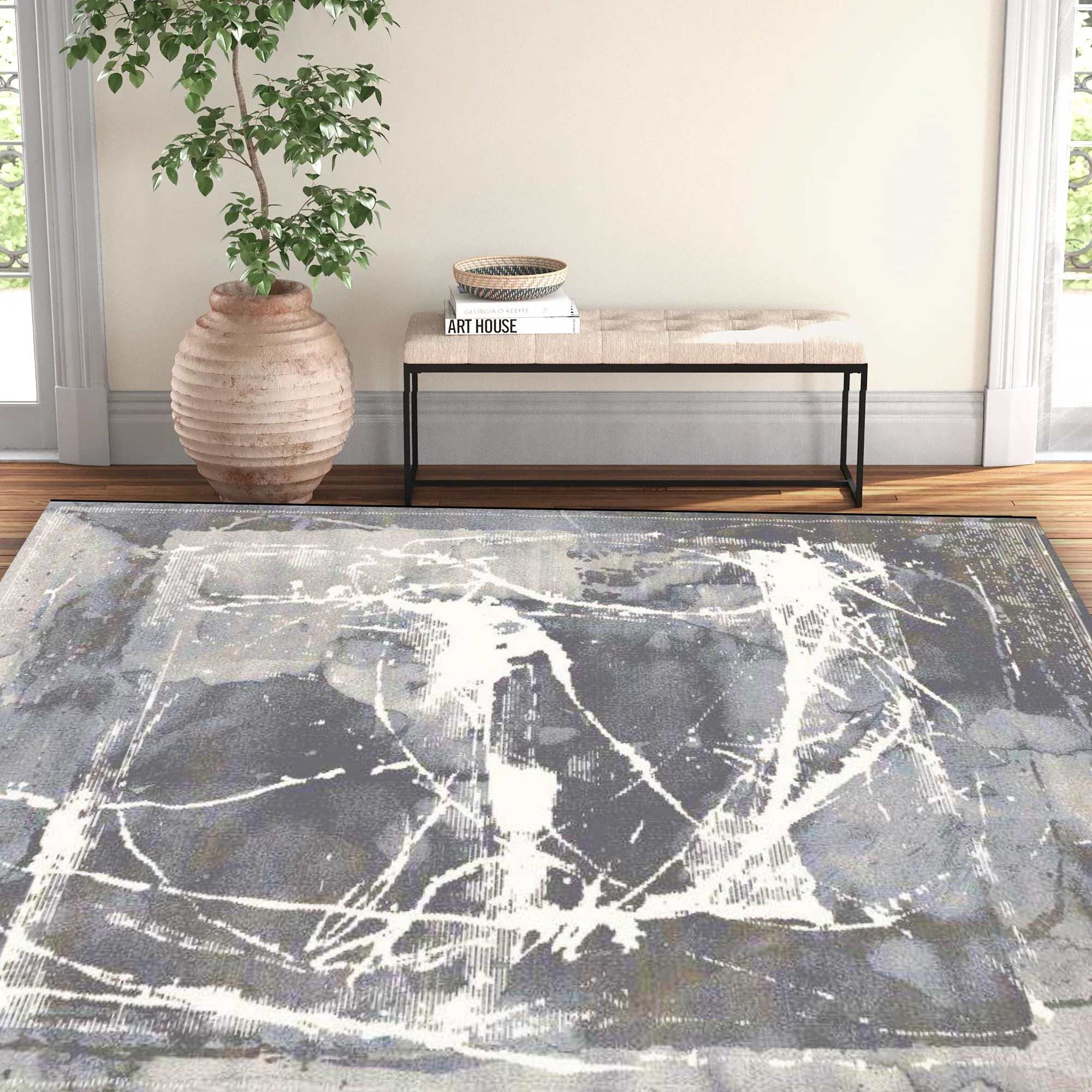 68% off on Deep Ocean Chic Abstract Rug | OneDayOnly