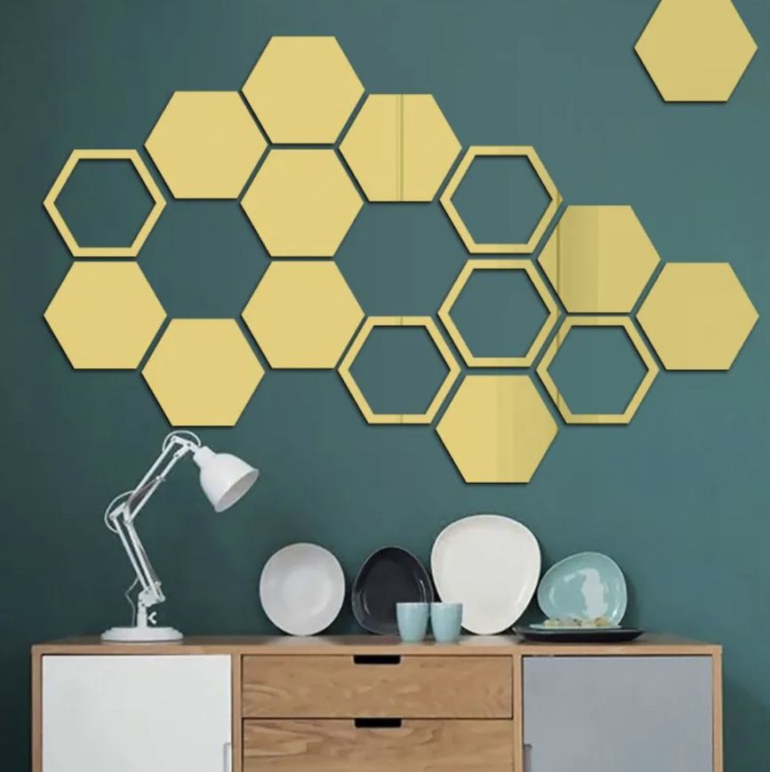 60% off on 12x Acrylic Hexagonal Mirror Tiles | OneDayOnly