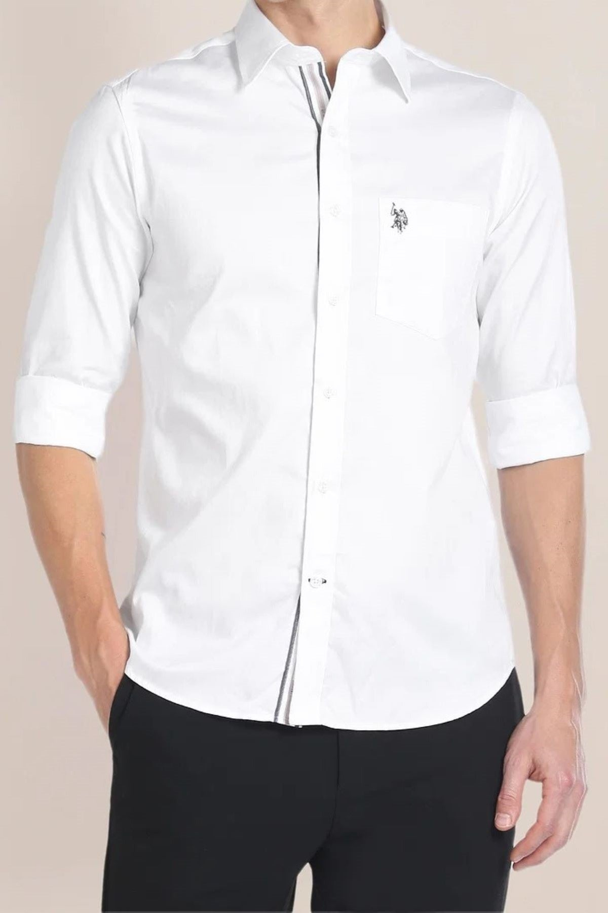 33% off on USPA Men's Plain Woven Cotton Shirt | OneDayOnly