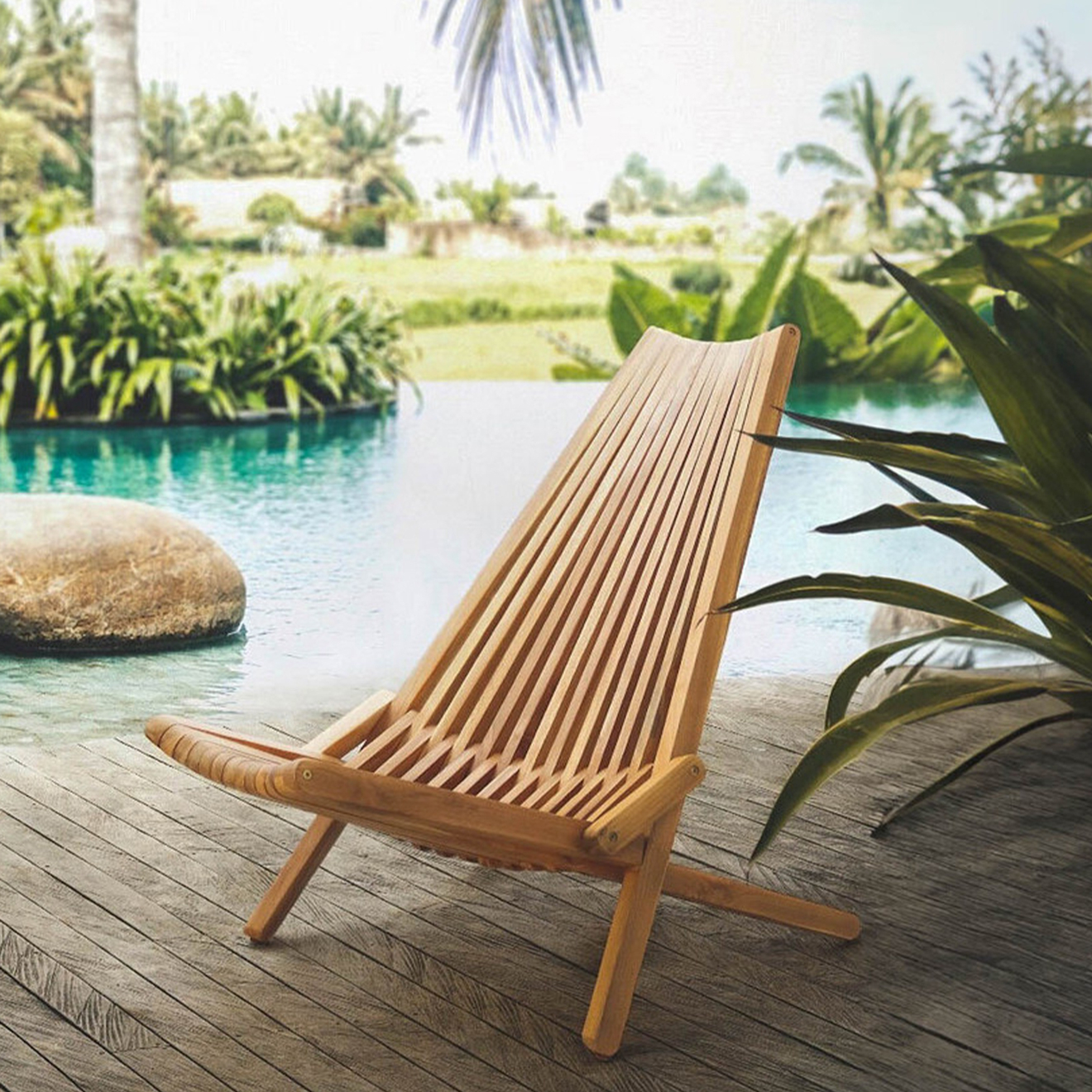 R900 off on Solid Teak Wood Wakiki Lounge Chair | OneDayOnly