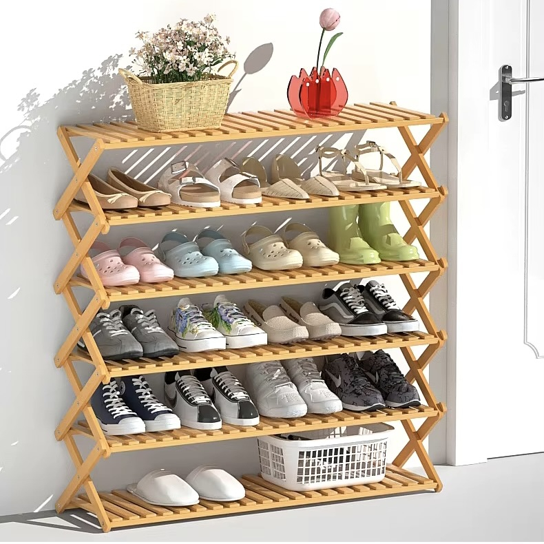 60% off on 6-Tier Foldable Bamboo Storage Shelf | OneDayOnly