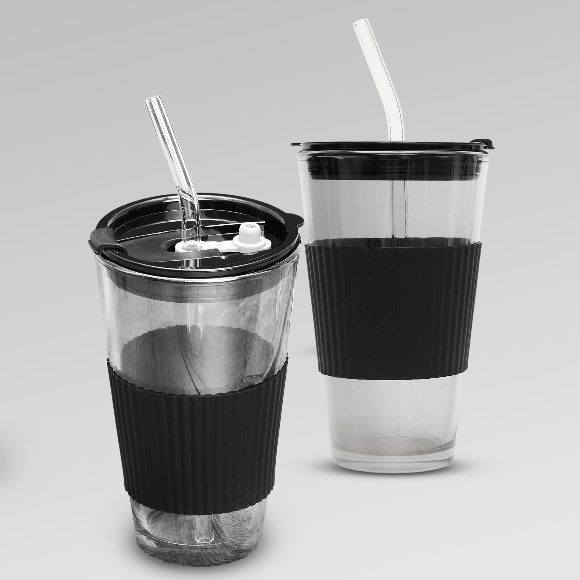 63% off on 2x 480ml Glass Mugs with Straws | OneDayOnly