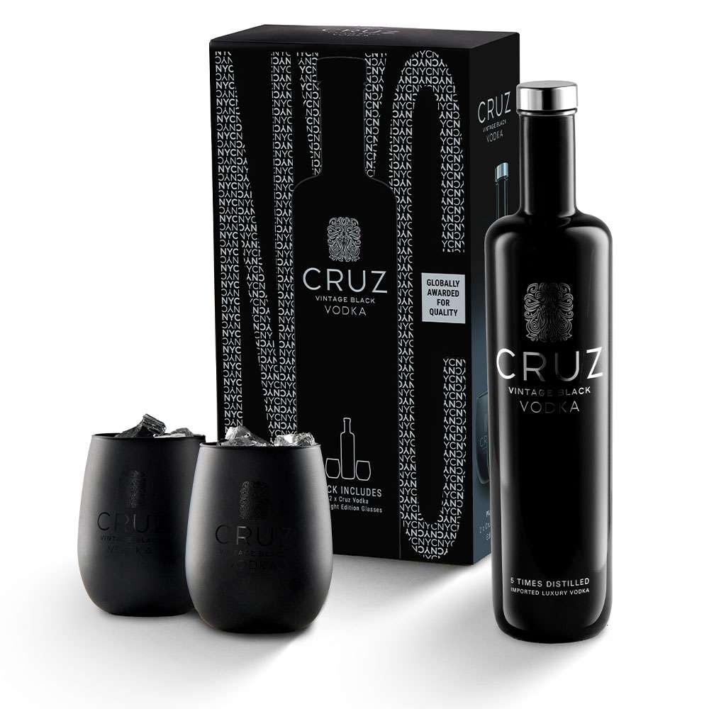 Cruz 750ml Vintage Black Vodka Gift Set | OneDayOnly