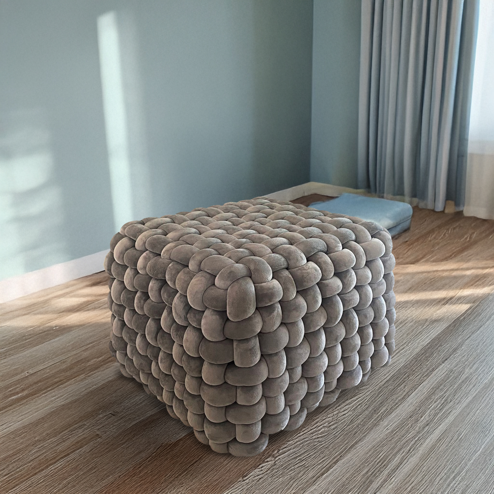 55% off on Large Plush Knot Ottoman Cube | OneDayOnly