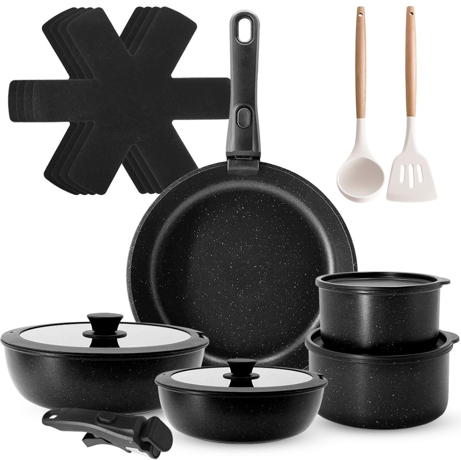 39% off on 17-Piece Cookware Set with Detachable Handles | OneDayOnly