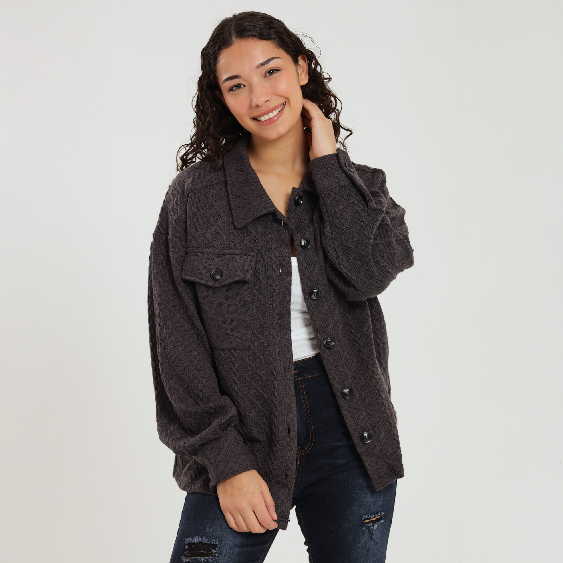 50% off on Ladies Knit Oversized Shacket | OneDayOnly