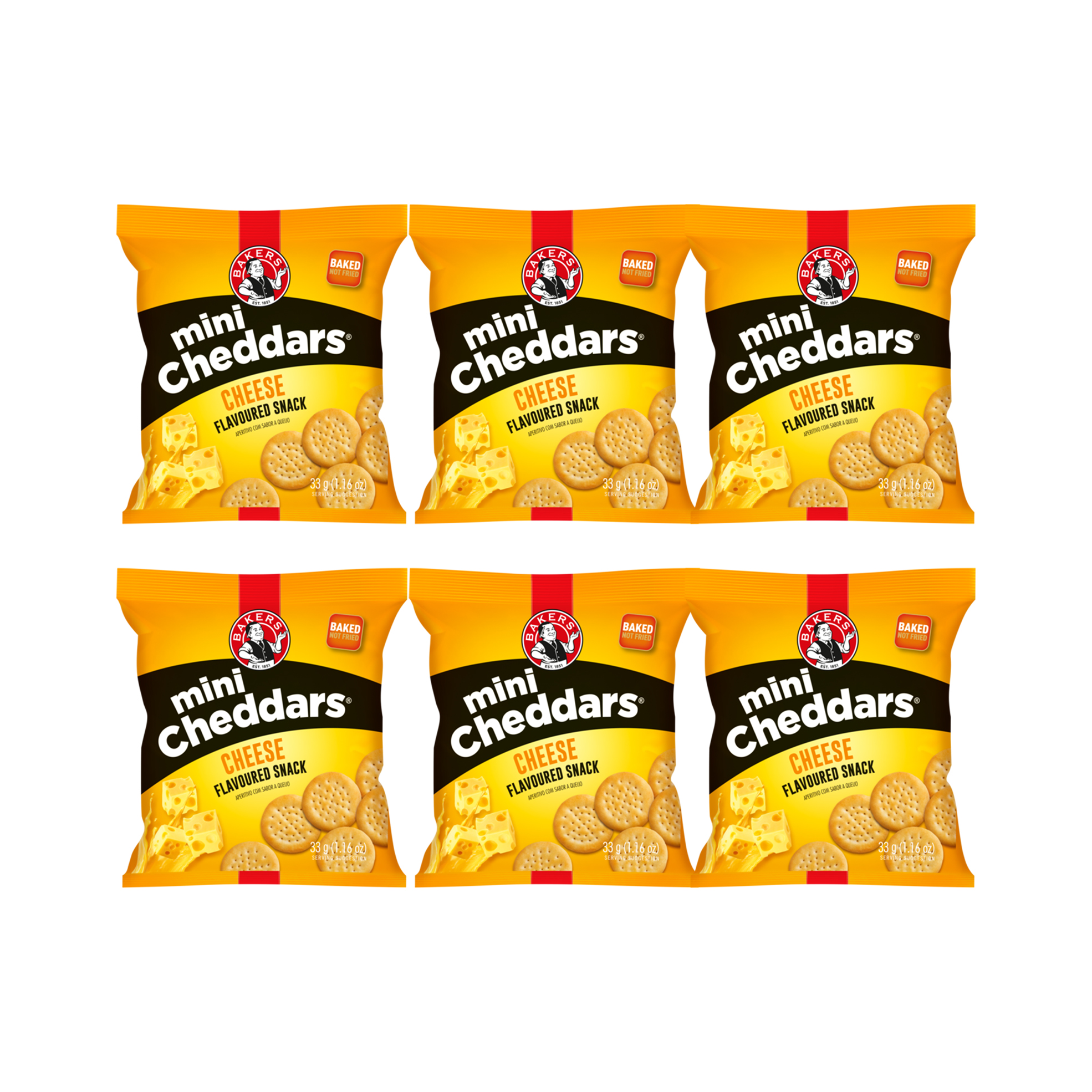 Bakers 6x 33g Mini Cheddars Baked Snacks | OneDayOnly