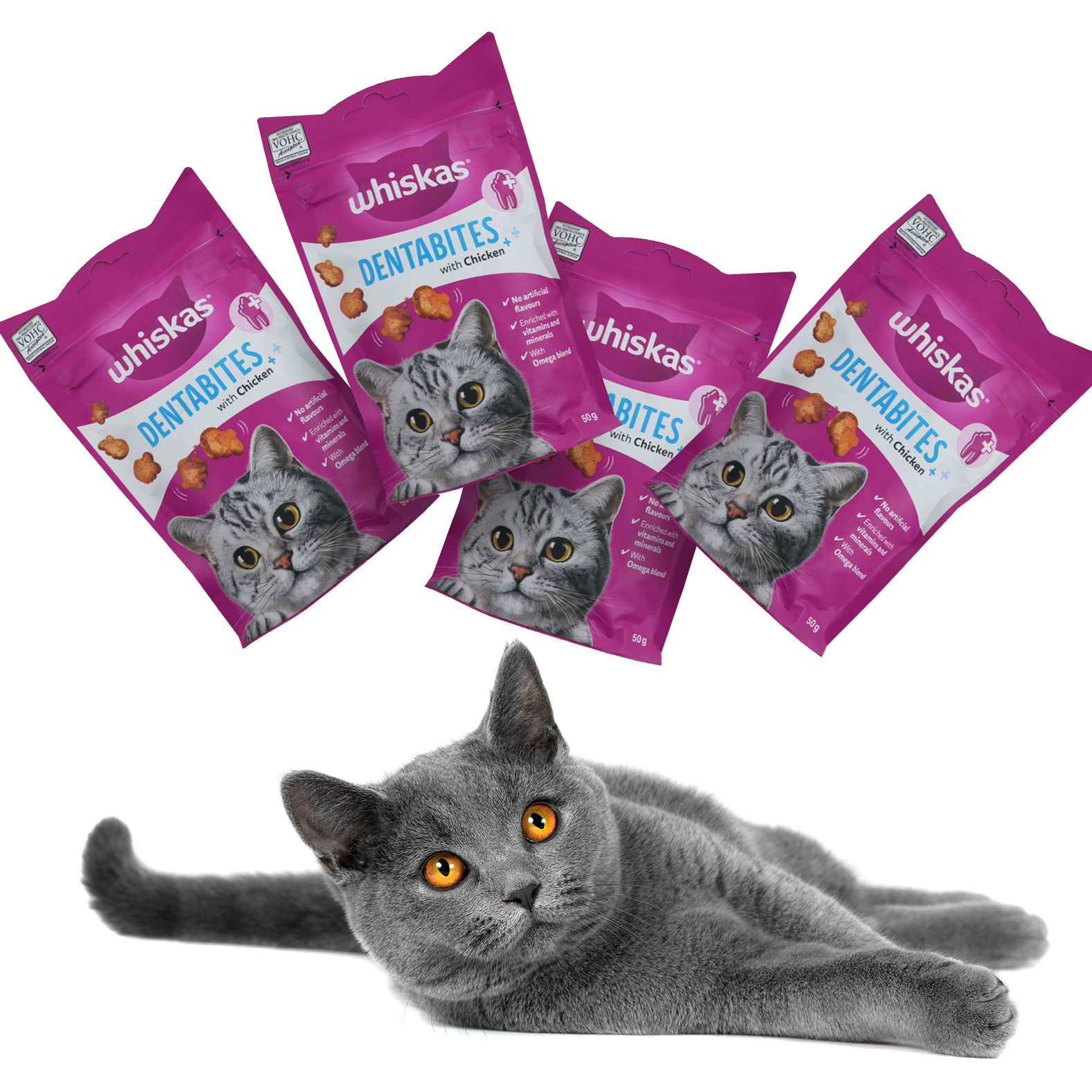 47% off on Whiskas 4x 50g DentaBites Cat Treats | OneDayOnly