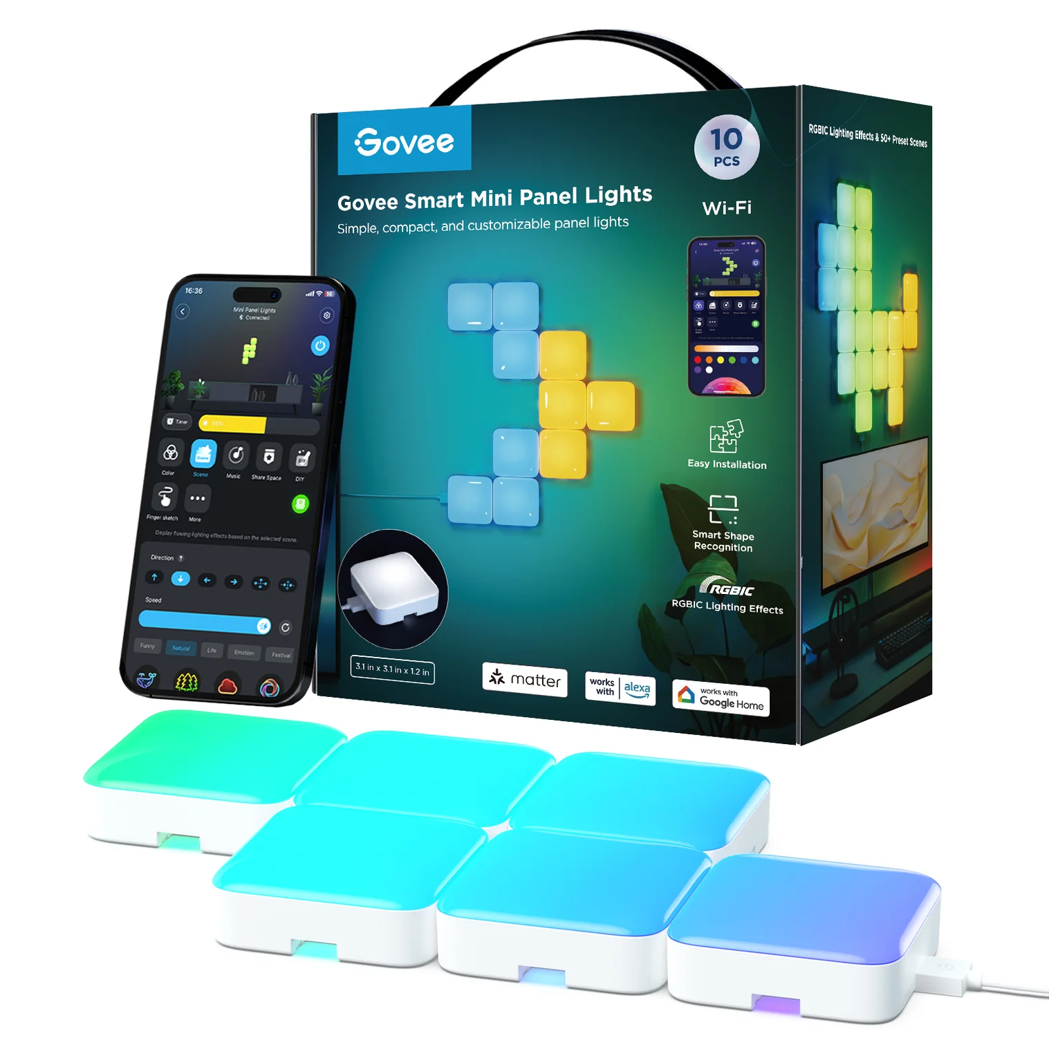 30% off on Govee 10x Smart Mini Panel Lights | OneDayOnly