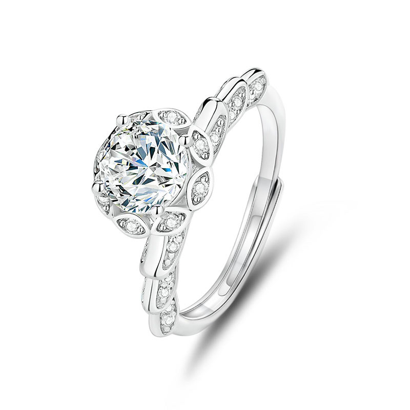 48% off on 1ct Moissanite Silver Fleur Ring | OneDayOnly