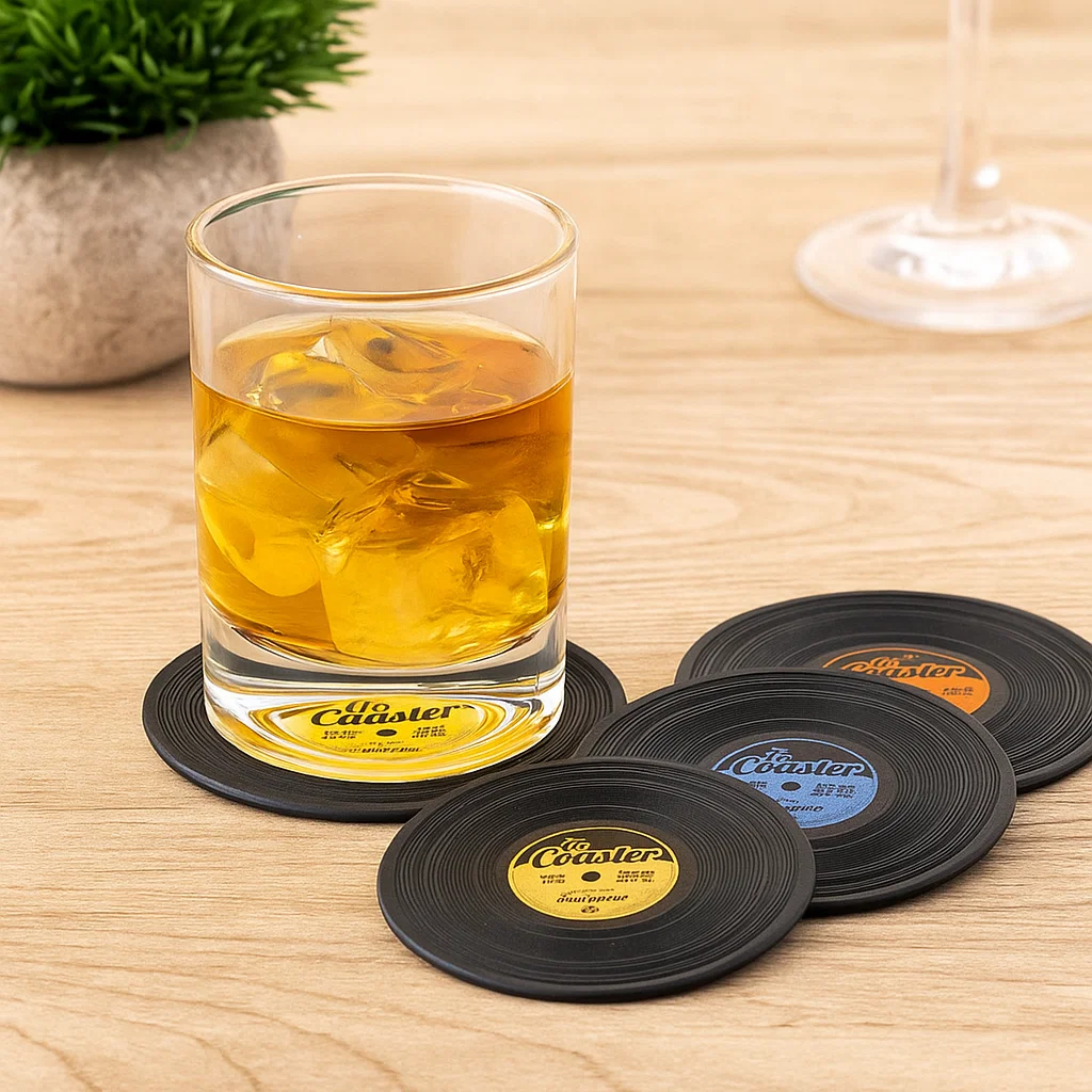 43% off on 4-Piece Vinyl Record Coaster Set | OneDayOnly