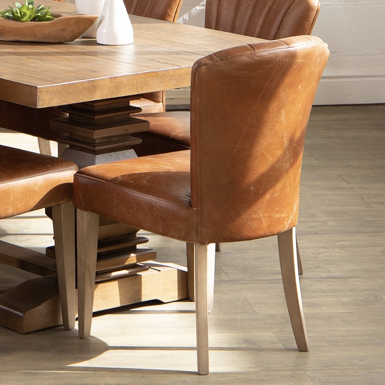 R900 off on Arielle Tan Leather Dining Chair | OneDayOnly