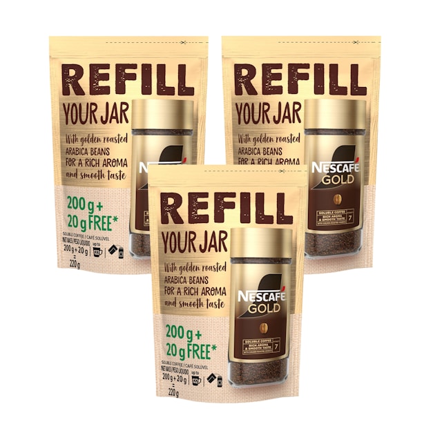 Nescafé 3x 220g Gold Instant Coffee Refills | OneDayOnly