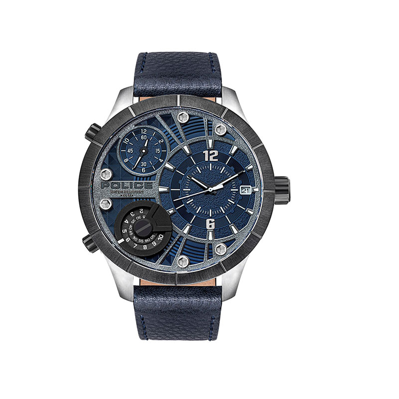 40% off on Police Mens Dark Blue Leather Watch | OneDayOnly