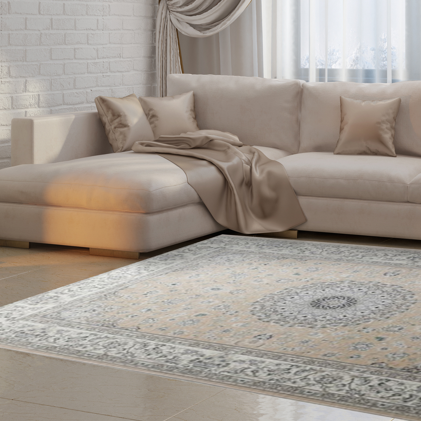 62% off on Classic Shim Tabriz Beige Rug | OneDayOnly