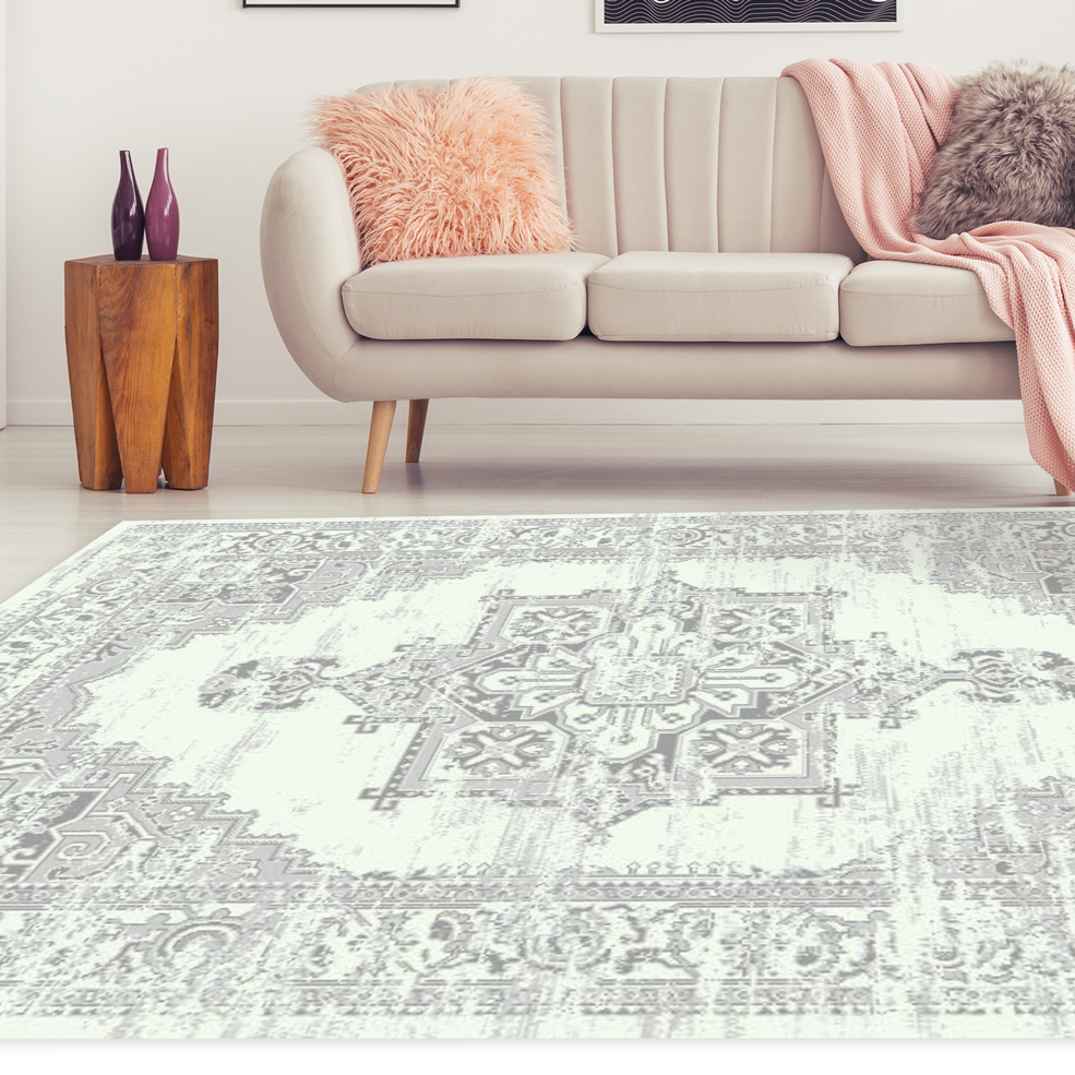 60% off on Zenith Teal Medallion Grey Rug | OneDayOnly