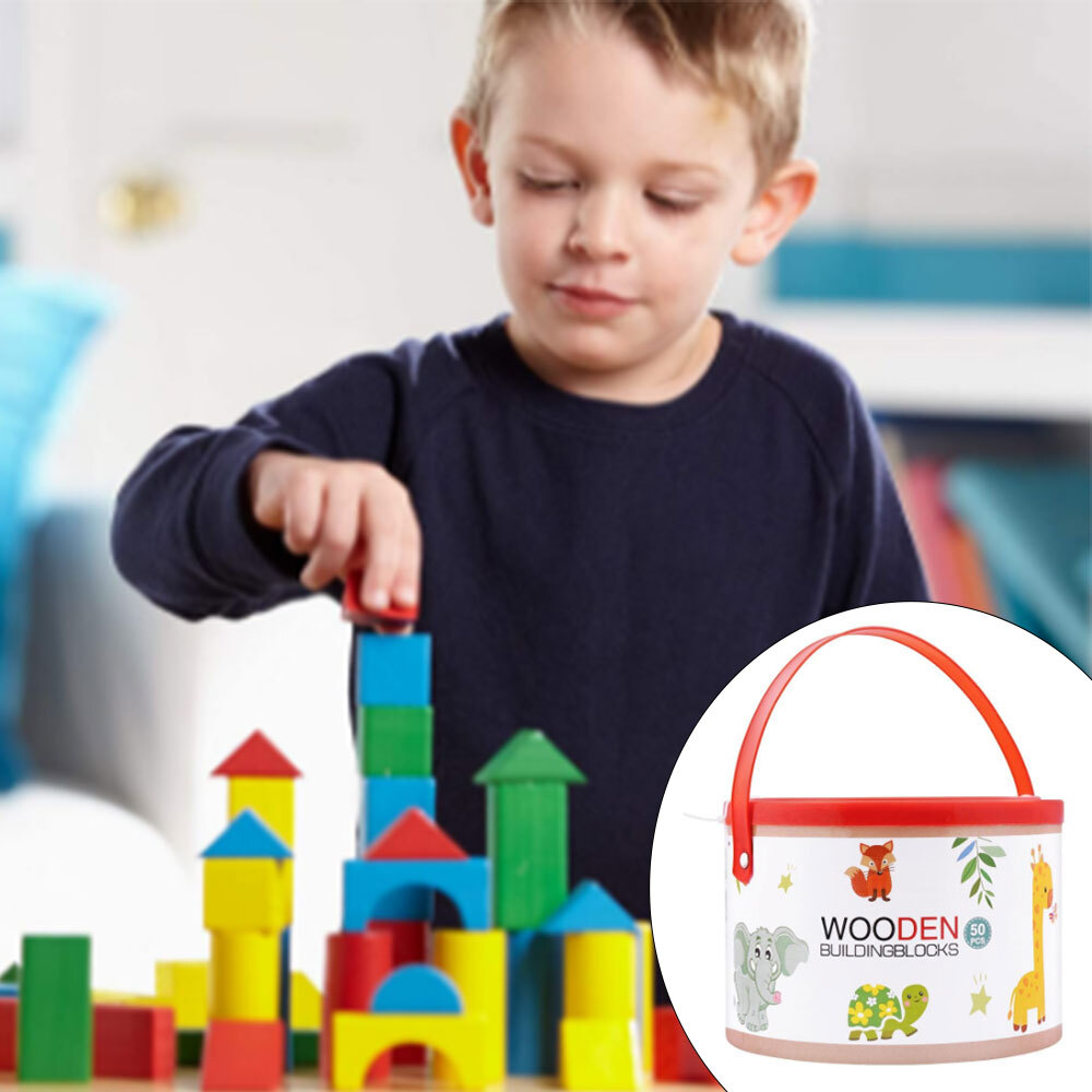 38% off on 50 Piece Wooden Building Block Set | OneDayOnly