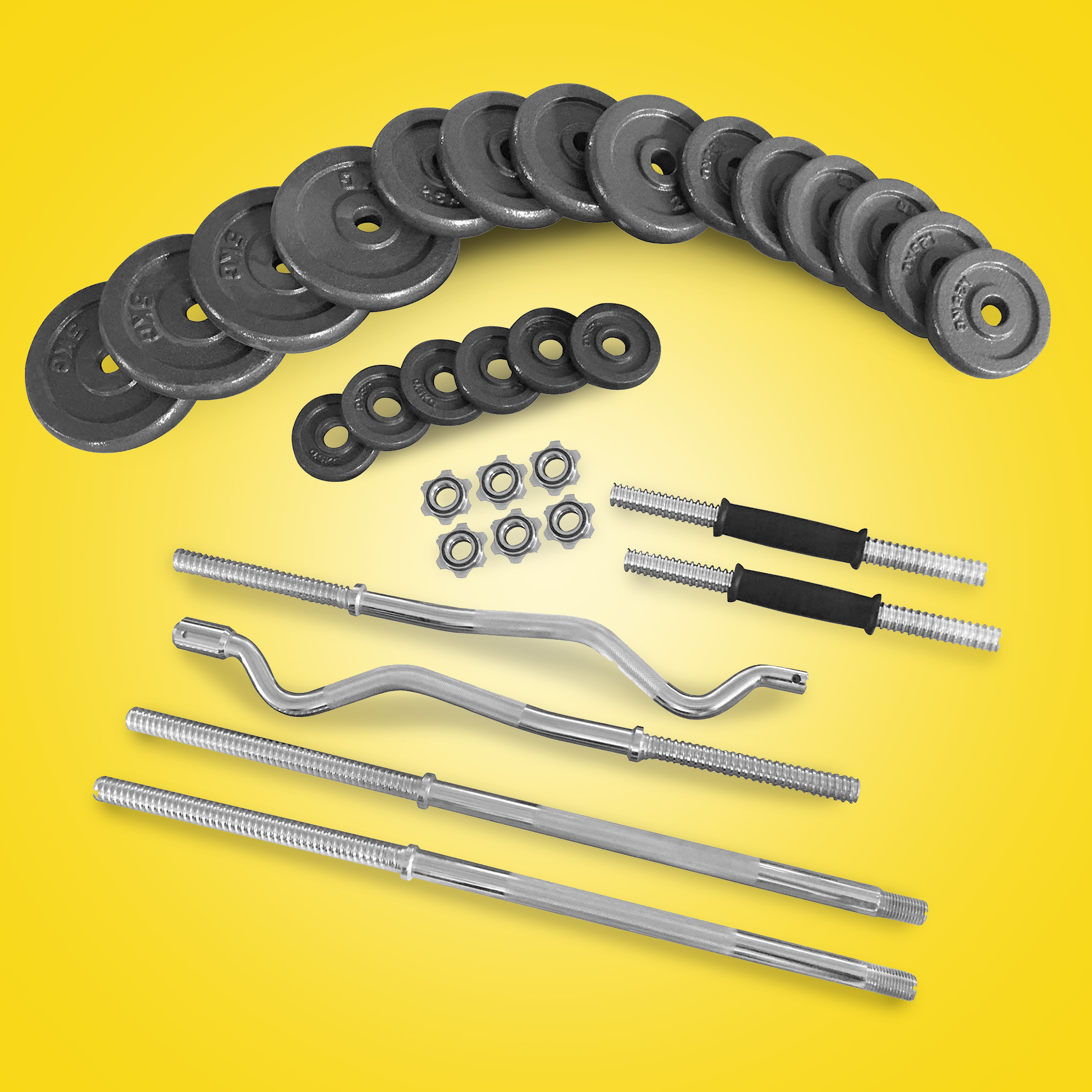 R200 off on 55kg Barbell & EZ Bar Set | OneDayOnly