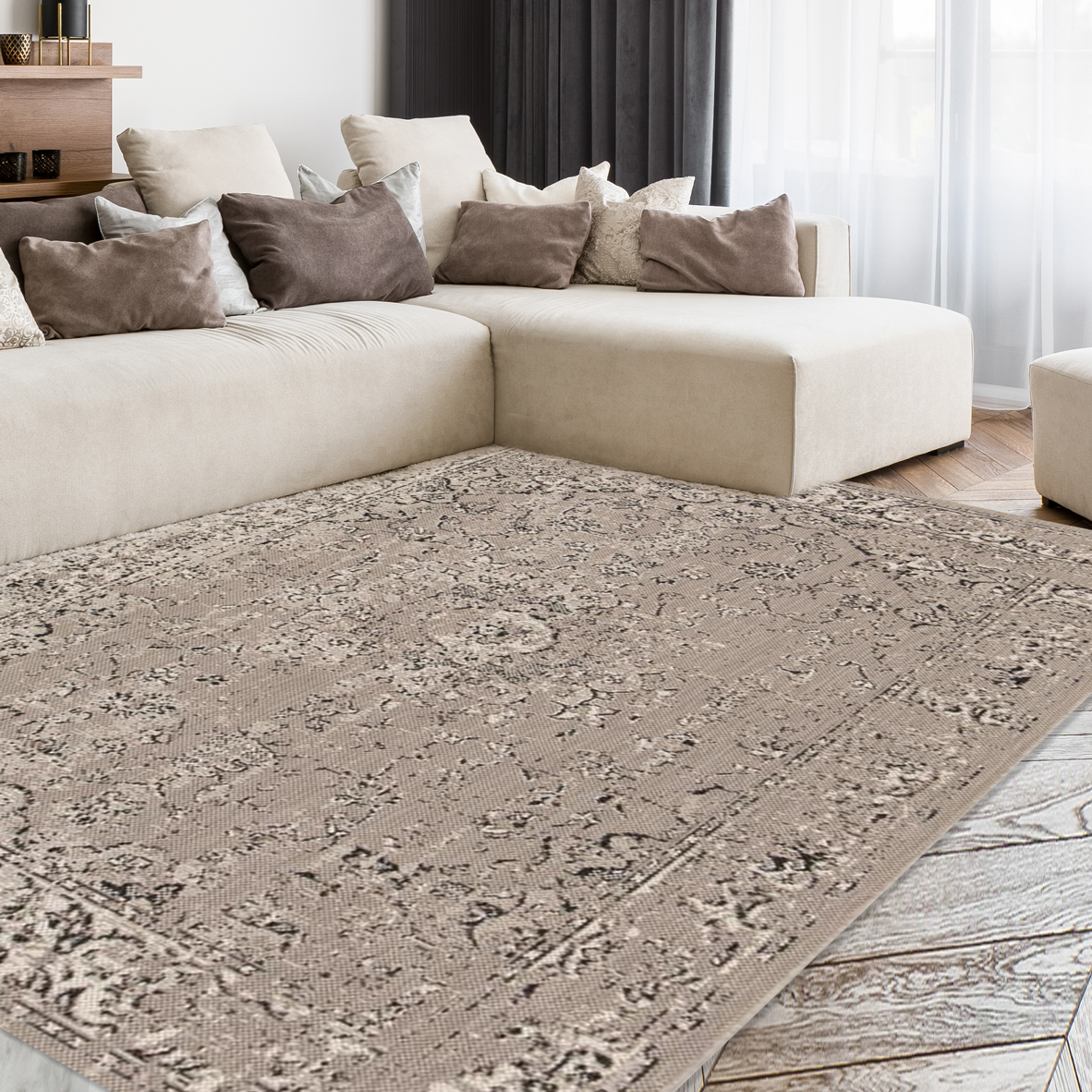 63% off on Rayne Cream Grey Black Rug | OneDayOnly