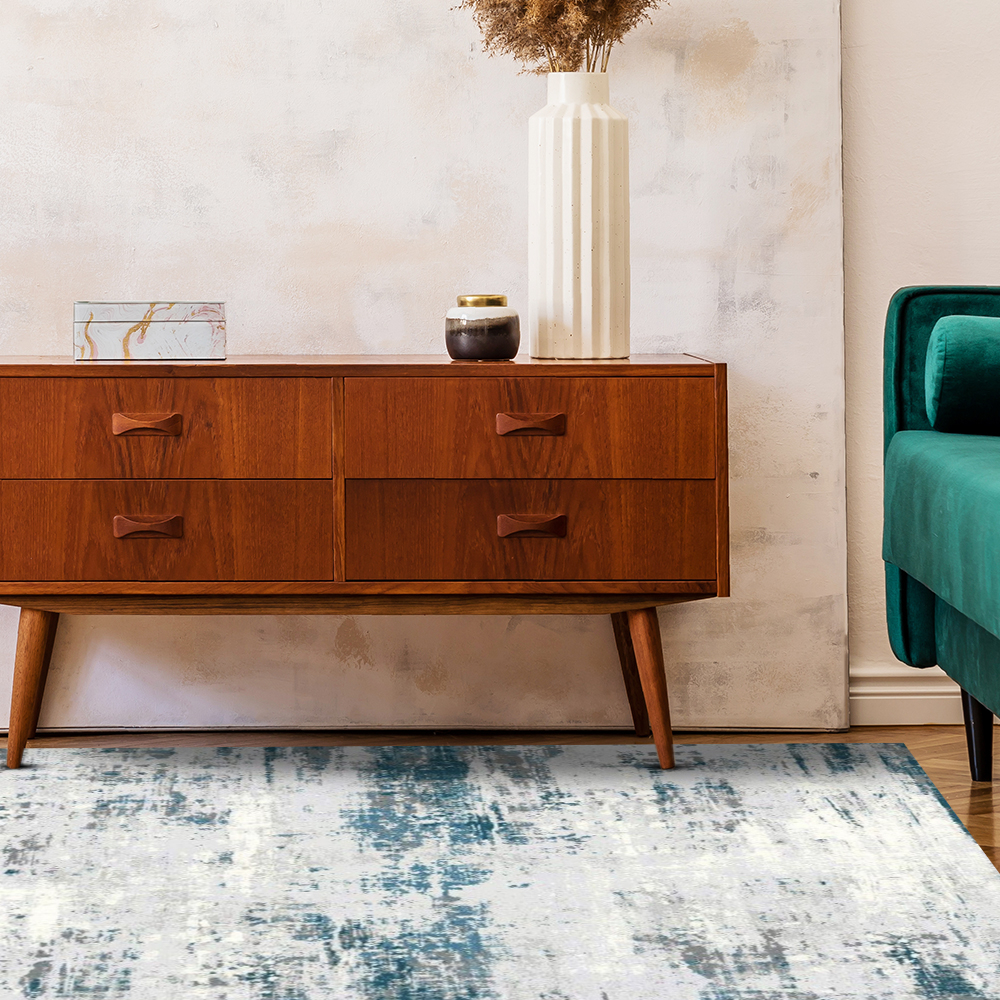 62% off on Rustic Fusion Abstract Blue Rug | OneDayOnly