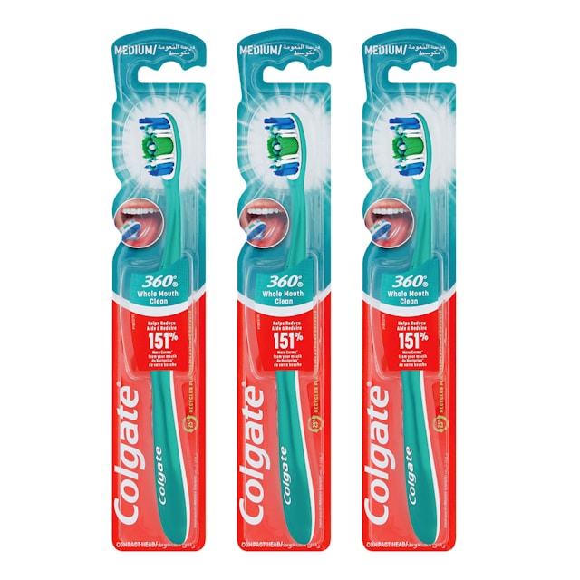 Colgate 3x 360 Clean Medium Toothbrush | OneDayOnly
