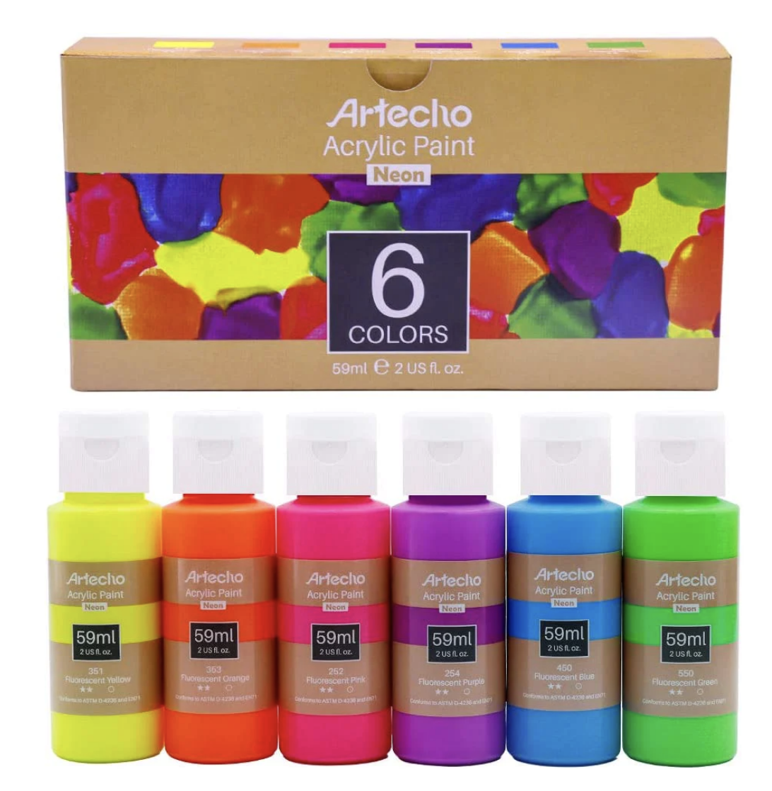 29% off on Artecho 6x 60ml Neon Acrylic Paints | OneDayOnly