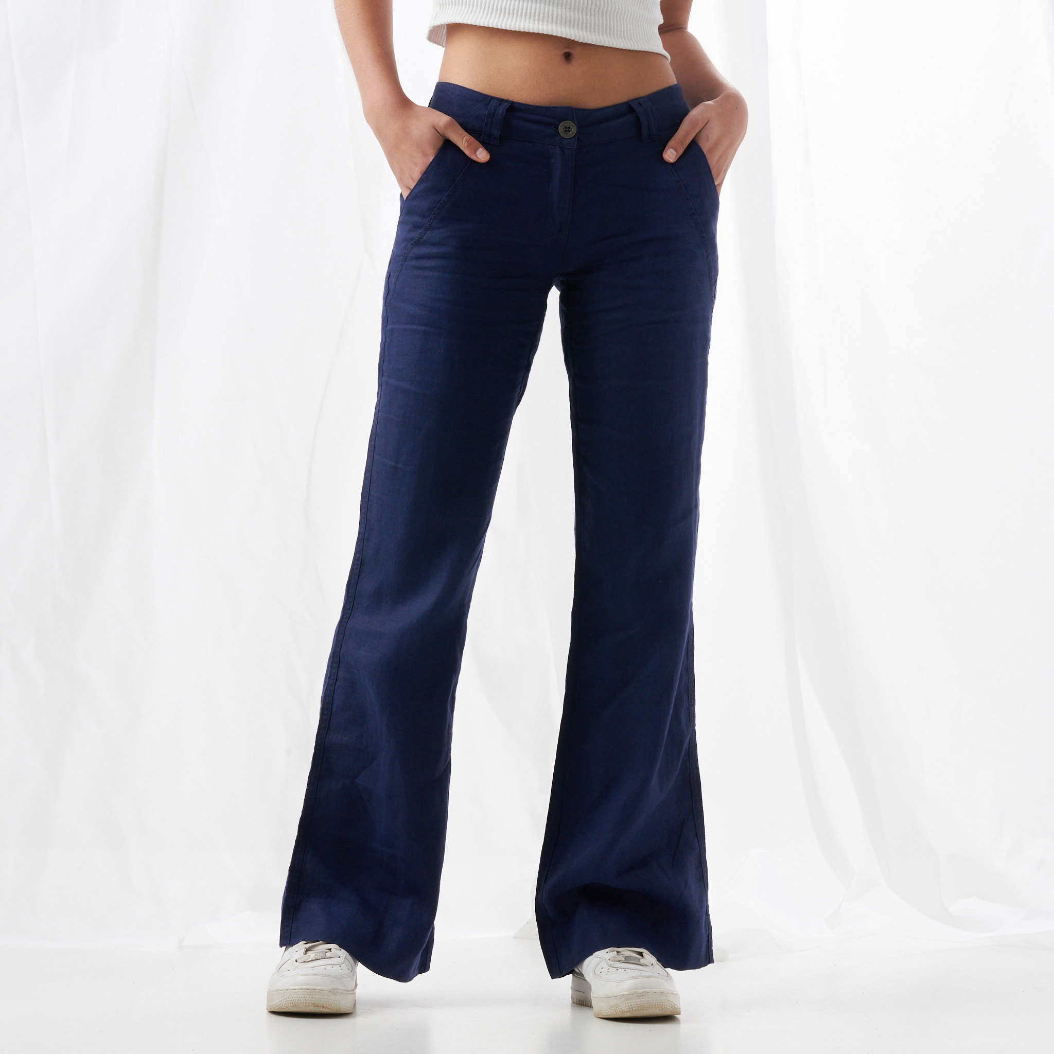 30% off on G.Couture Ladies Navy Linen Pants | OneDayOnly
