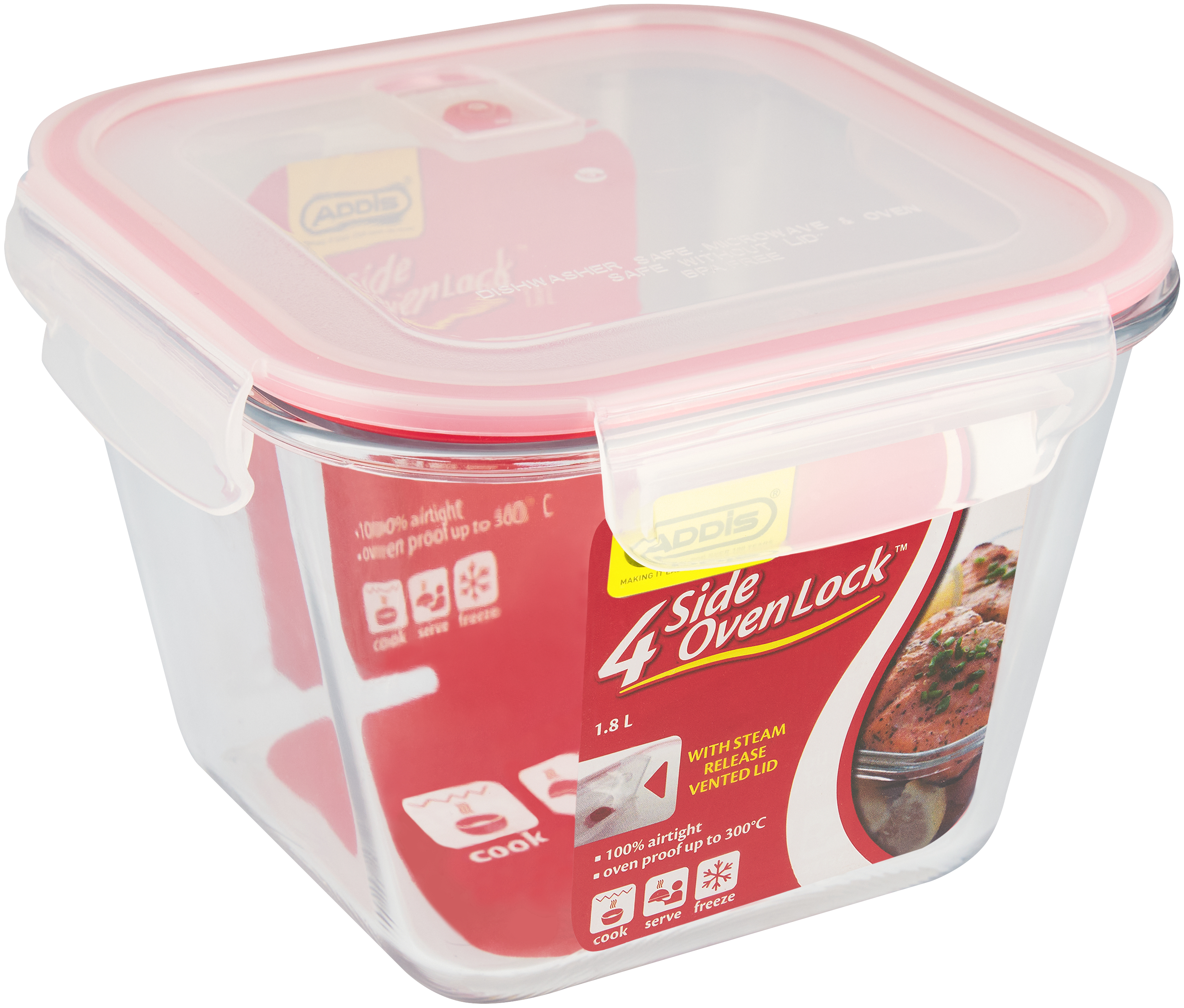 19% off on 4x 1.8L Oven Lock Glass Containers | OneDayOnly