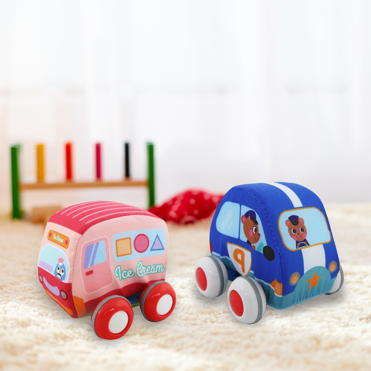 24% off on Simpoda 2x Soft Duo Fabric Cars | OneDayOnly