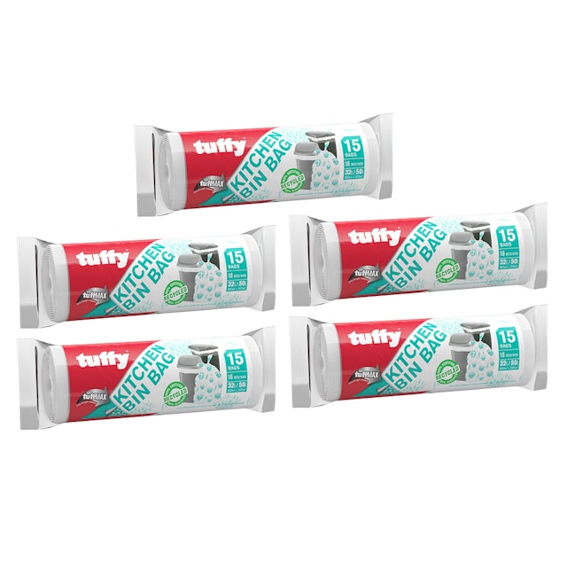 Tuffy 5x 15's Kitchen Bin Bags | OneDayOnly