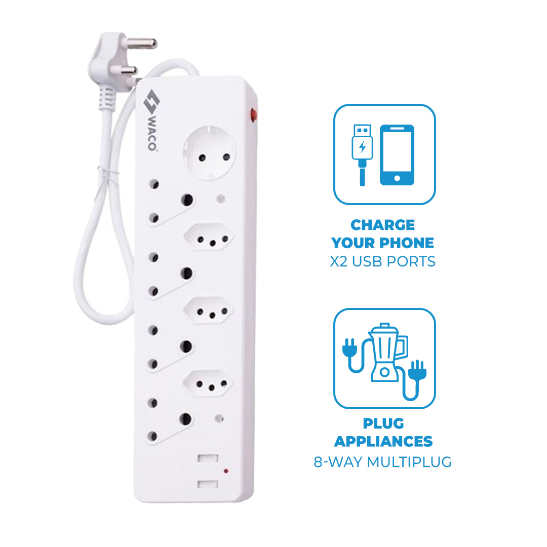 25% off on Waco 8-Way Multi-Plug with USB | OneDayOnly