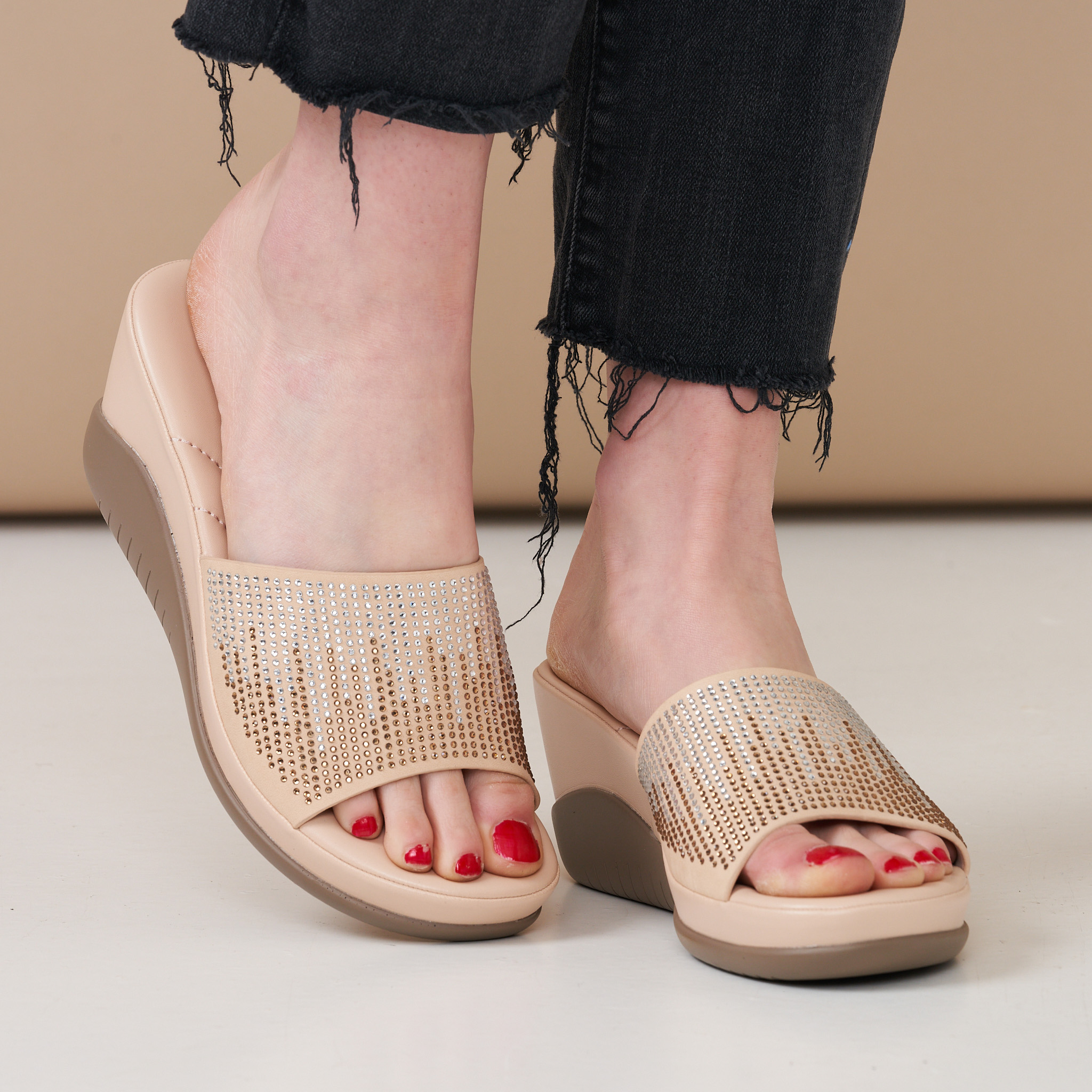 67% off on Ladies Rhinestone Wedge Slides | OneDayOnly
