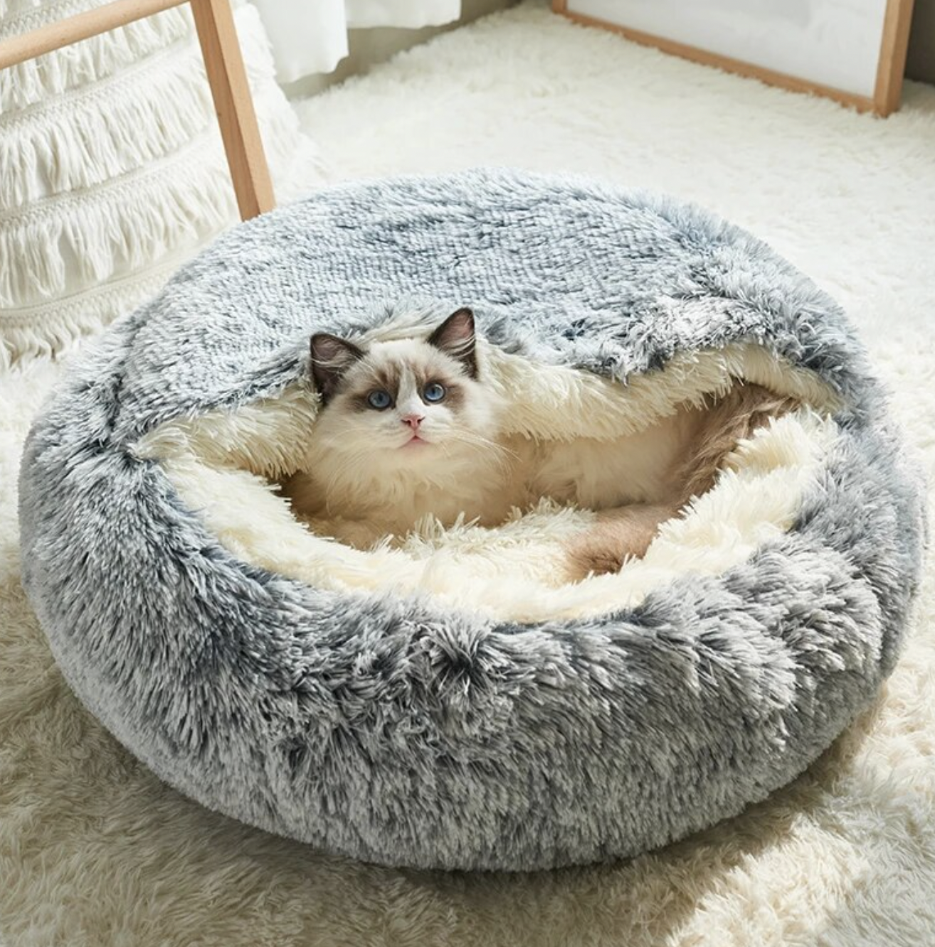 50% off on Petly Shaggy Nesting Pet Bed | OneDayOnly