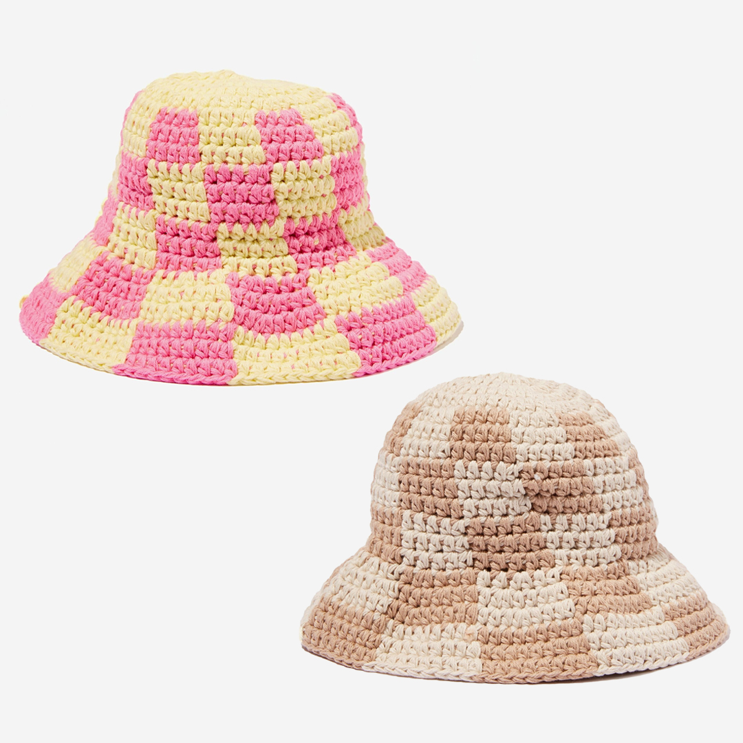 36% off on 2x Kelly Checkerboard Crochet Bucket Hats | OneDayOnly