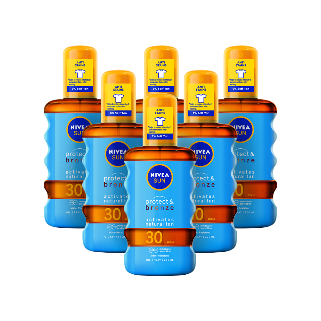 27% off on NIVEA SUN 6x 200ml Bronze Oil Sprays | OneDayOnly