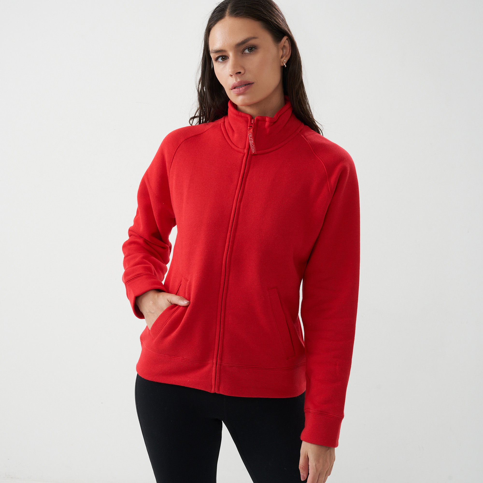 70% off on Ladies Fit Zip Thru Red Sweat Jacket | OneDayOnly