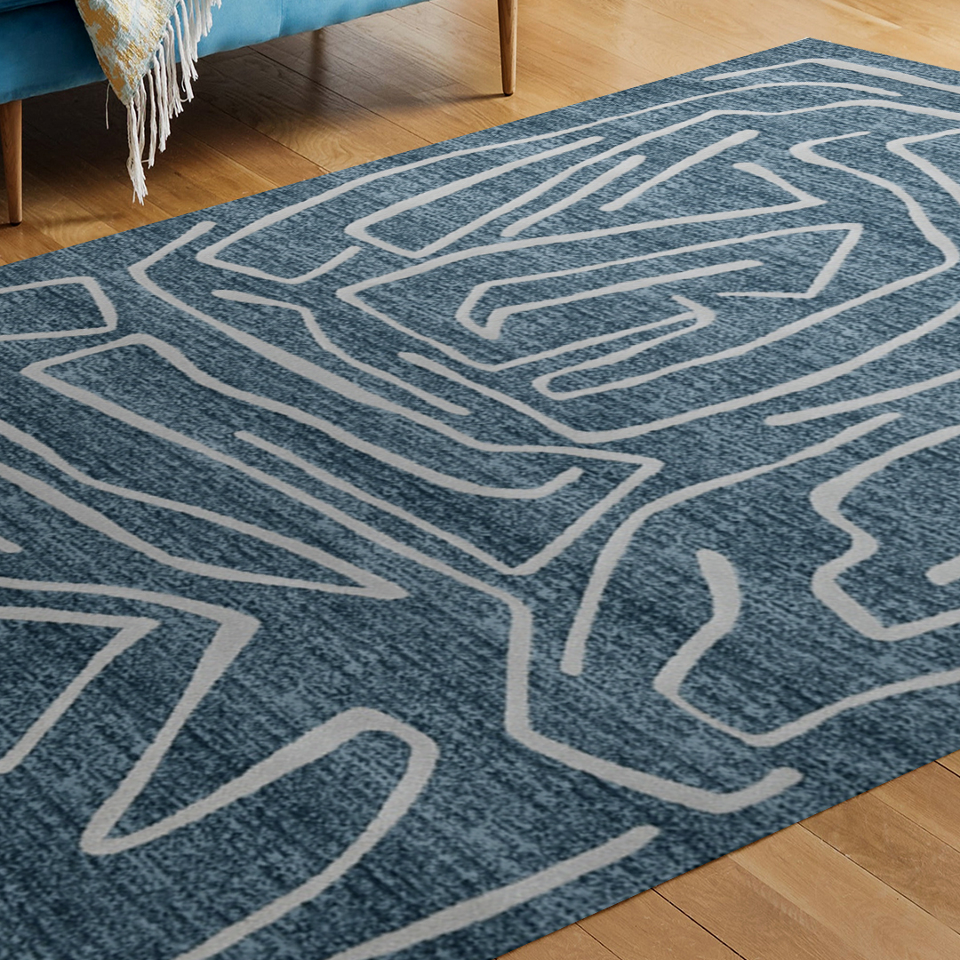 60% off on Dune Helena Abstract Blue Carpet | OneDayOnly