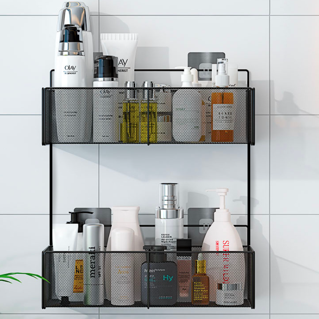 43% off on Matte Black Mesh Bathroom Rack | OneDayOnly