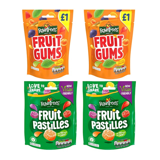 Rowntree's 4x Fruit Pastille or Fruit Gum Bags | OneDayOnly