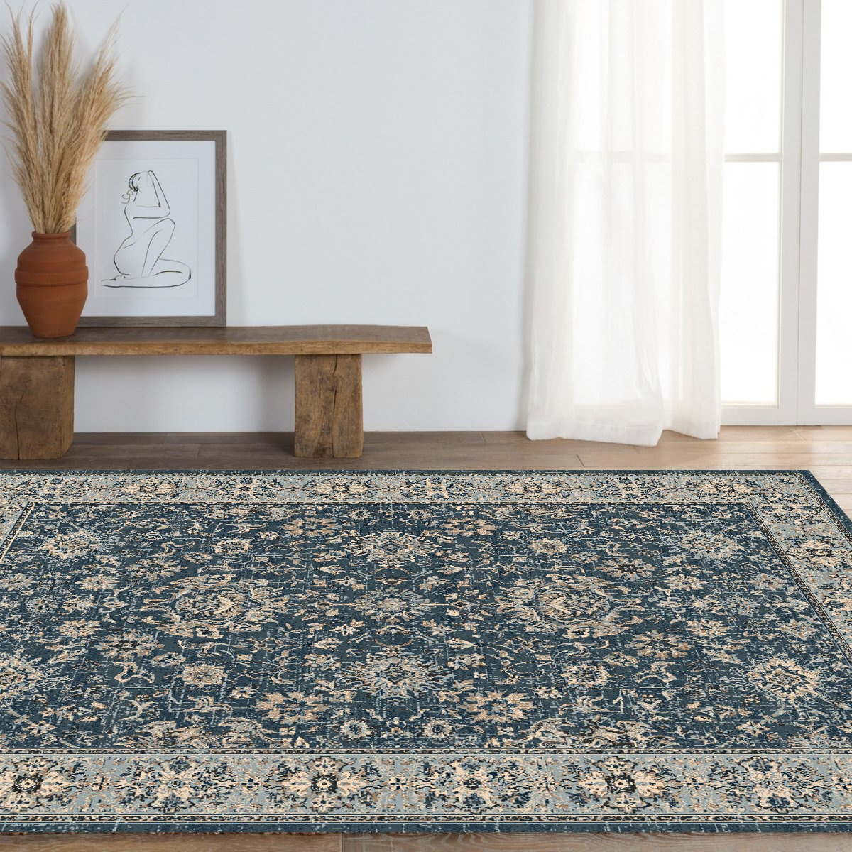 70% off on Savoy Washed Floral Blue Rug | OneDayOnly