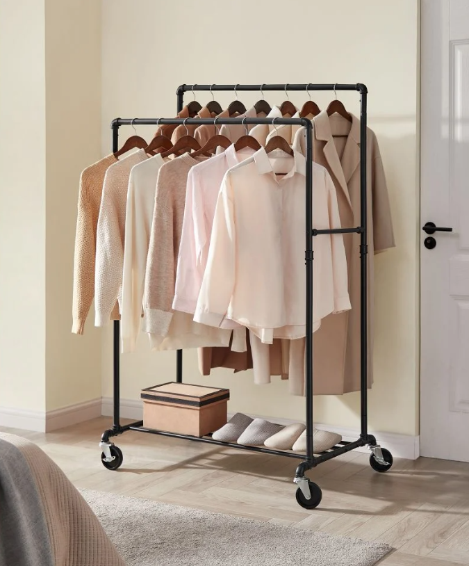 25% off on Clothes Rack on Wheels with Double Rail | OneDayOnly