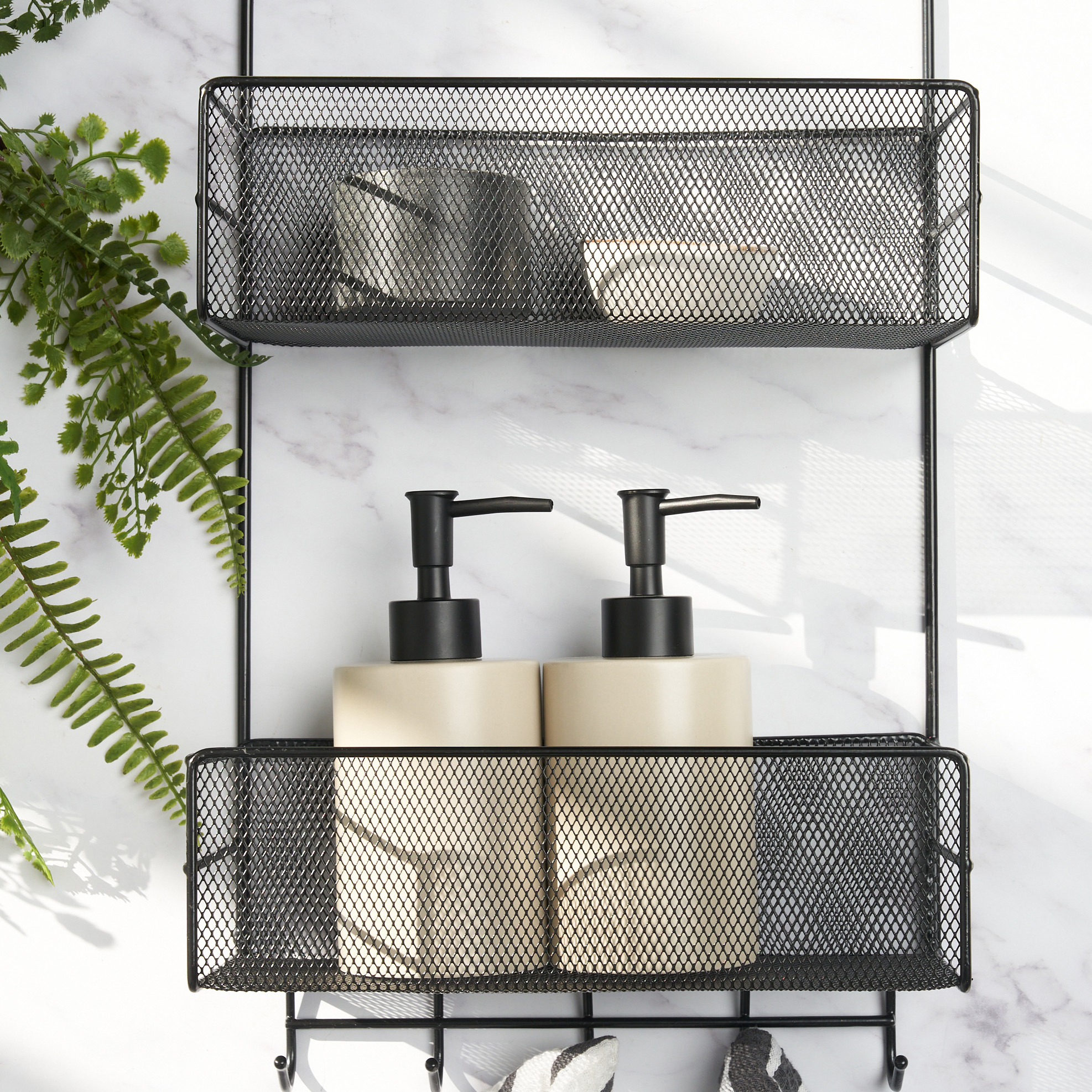 43% off on Matte Black Mesh Bathroom Rack | OneDayOnly