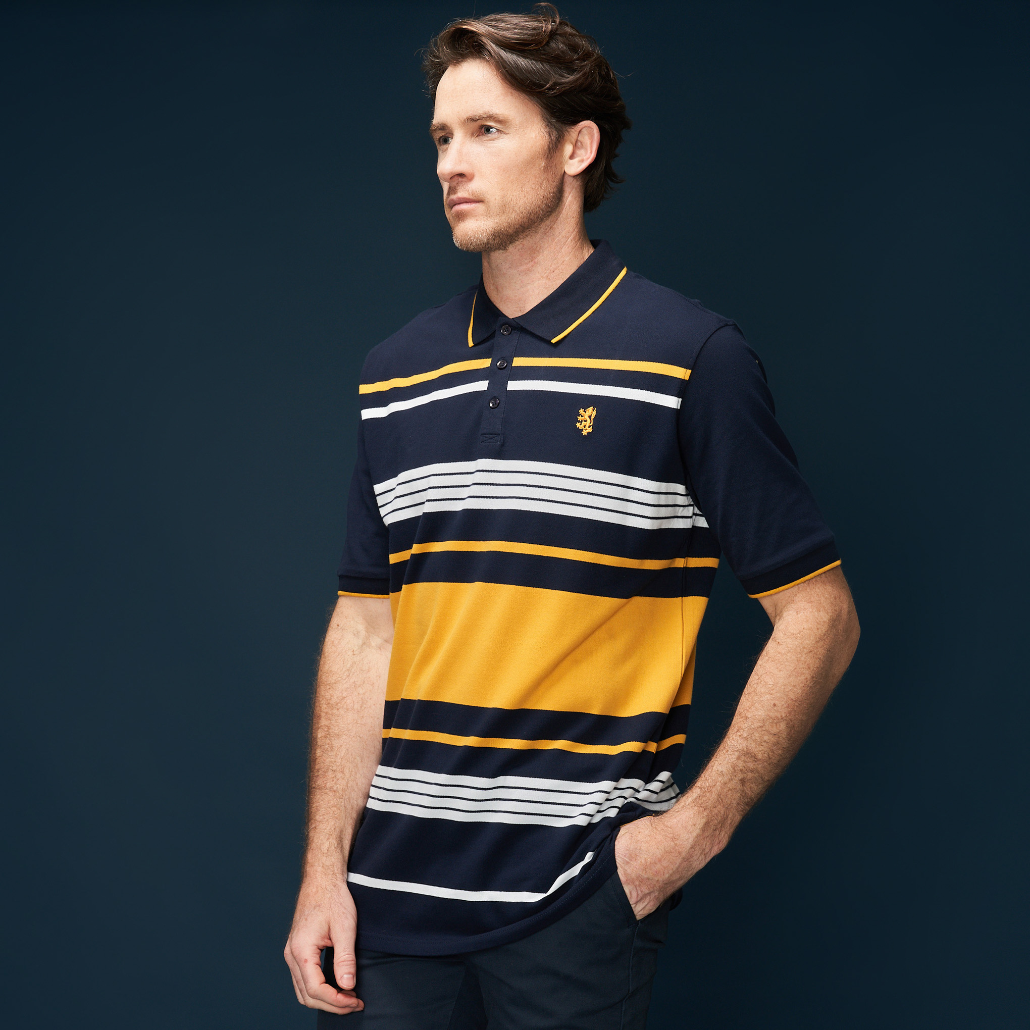 33% off on Men's Navy MTOP1077 Yarn Dye Golfer | OneDayOnly