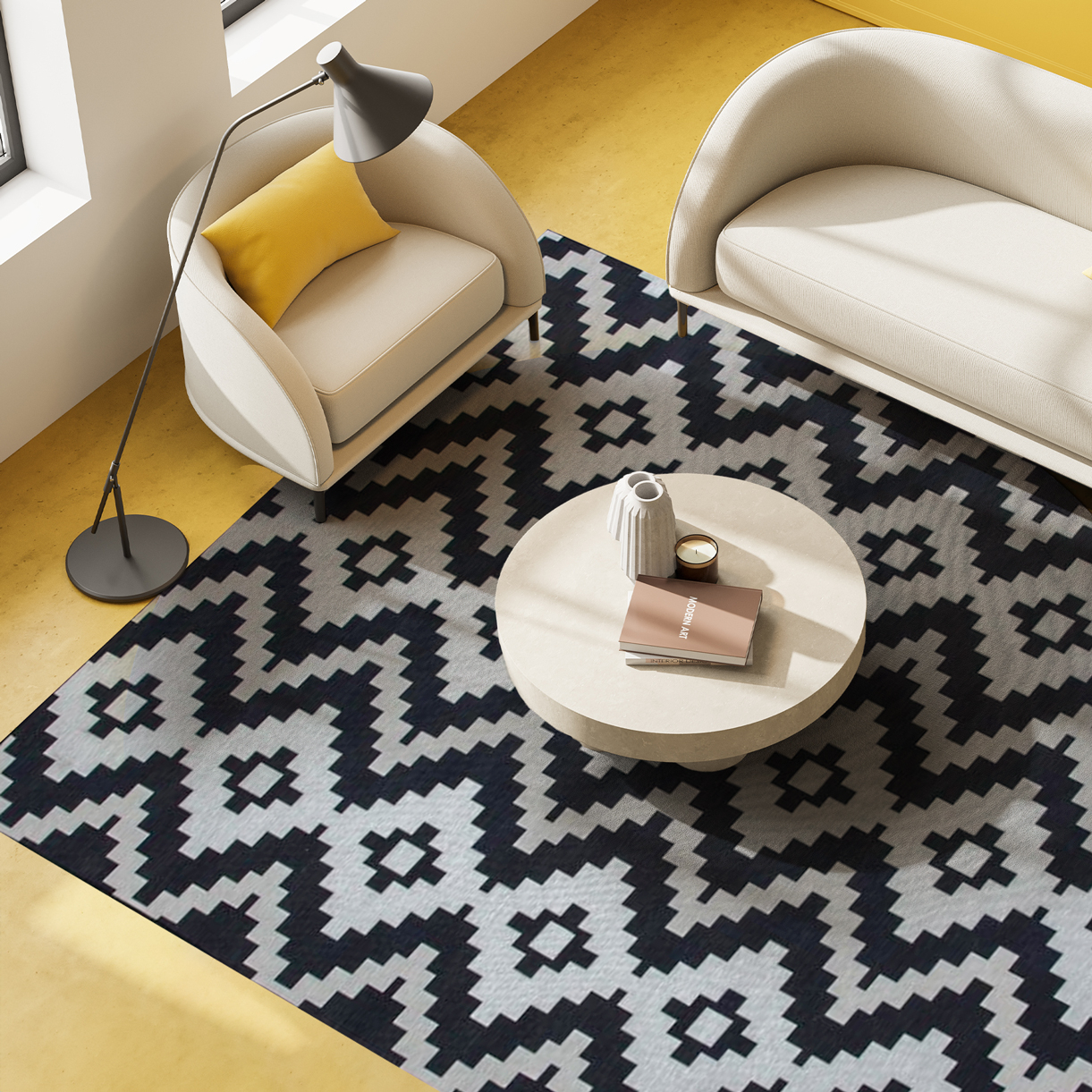 50% off on Sirus Geometric Blocks Design Rug | OneDayOnly