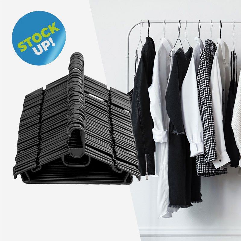 38% off on 80x Black Plastic Clothes Hangers | OneDayOnly