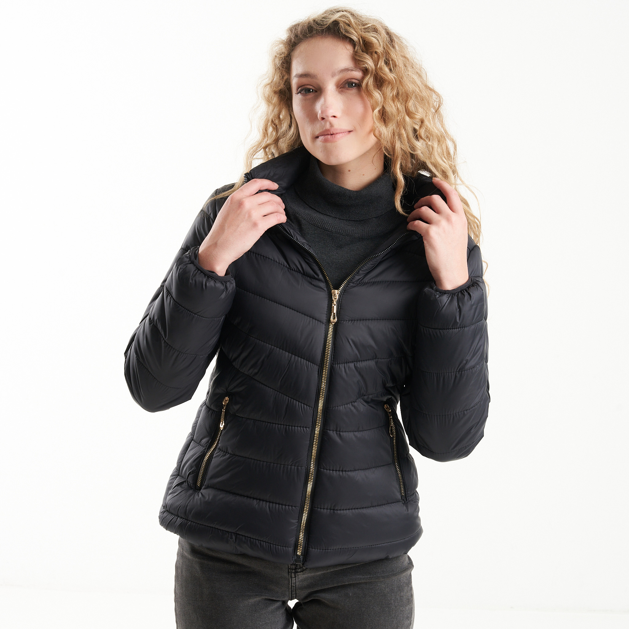 44% off on Ladies Black Nylon Puffer Jacket | OneDayOnly