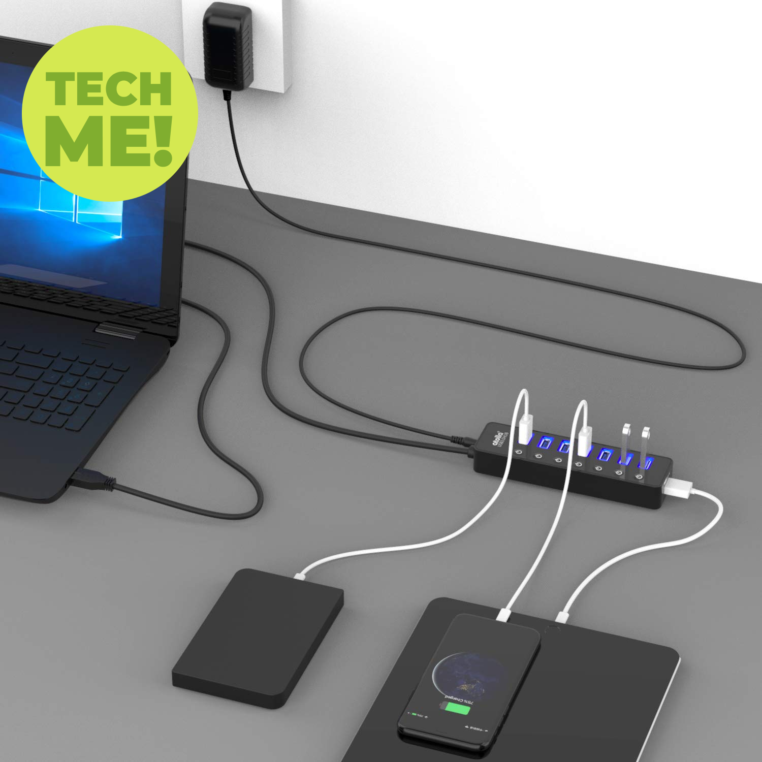 38% off on FiTech 7-Port SuperSpeed USB 3.0 Hub | OneDayOnly