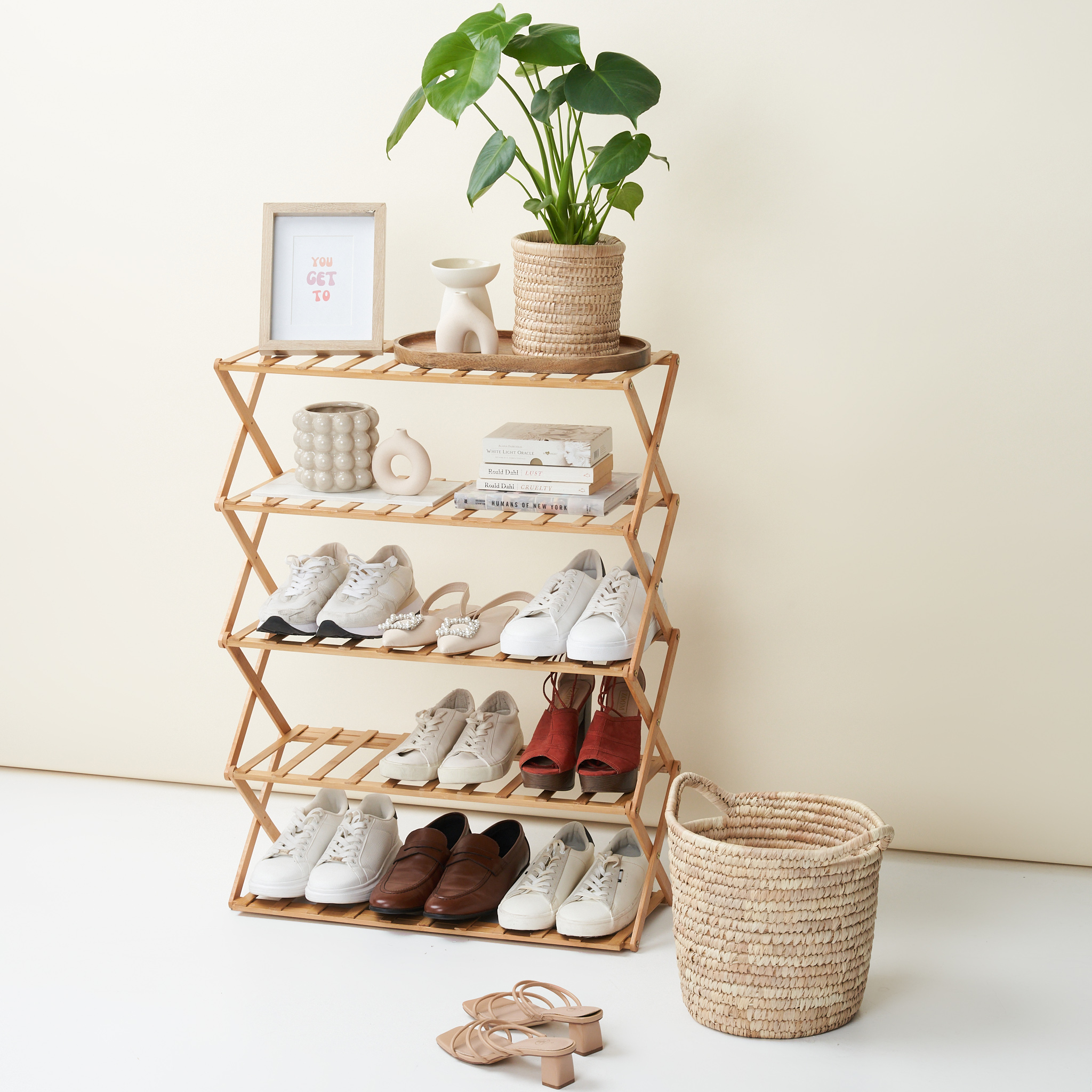 38% off on 5 or 6-Tier Foldable Bamboo Storage Shelf | OneDayOnly