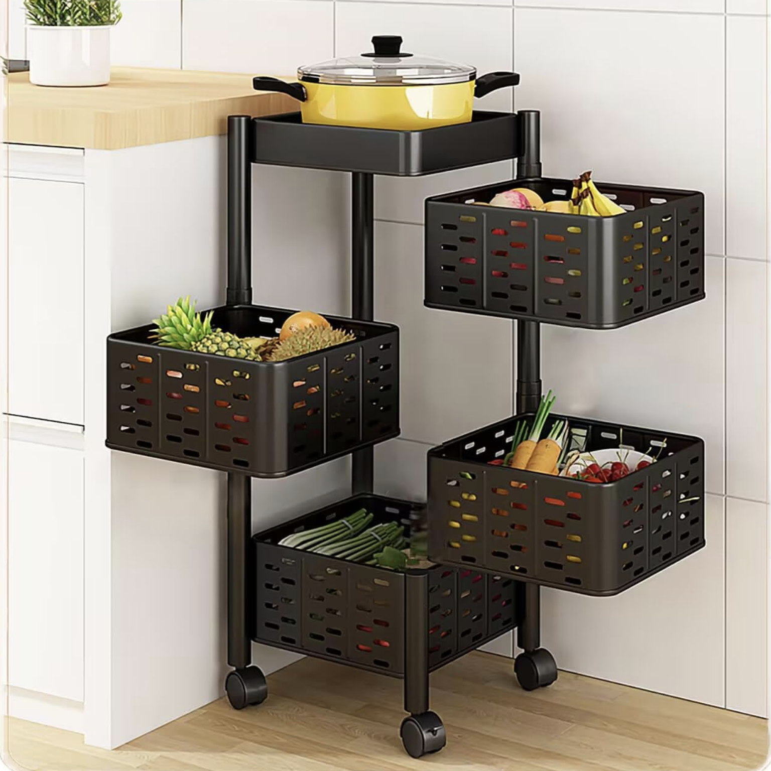32% off on 4-Tier Rotating Mesh Storage Trolley | OneDayOnly